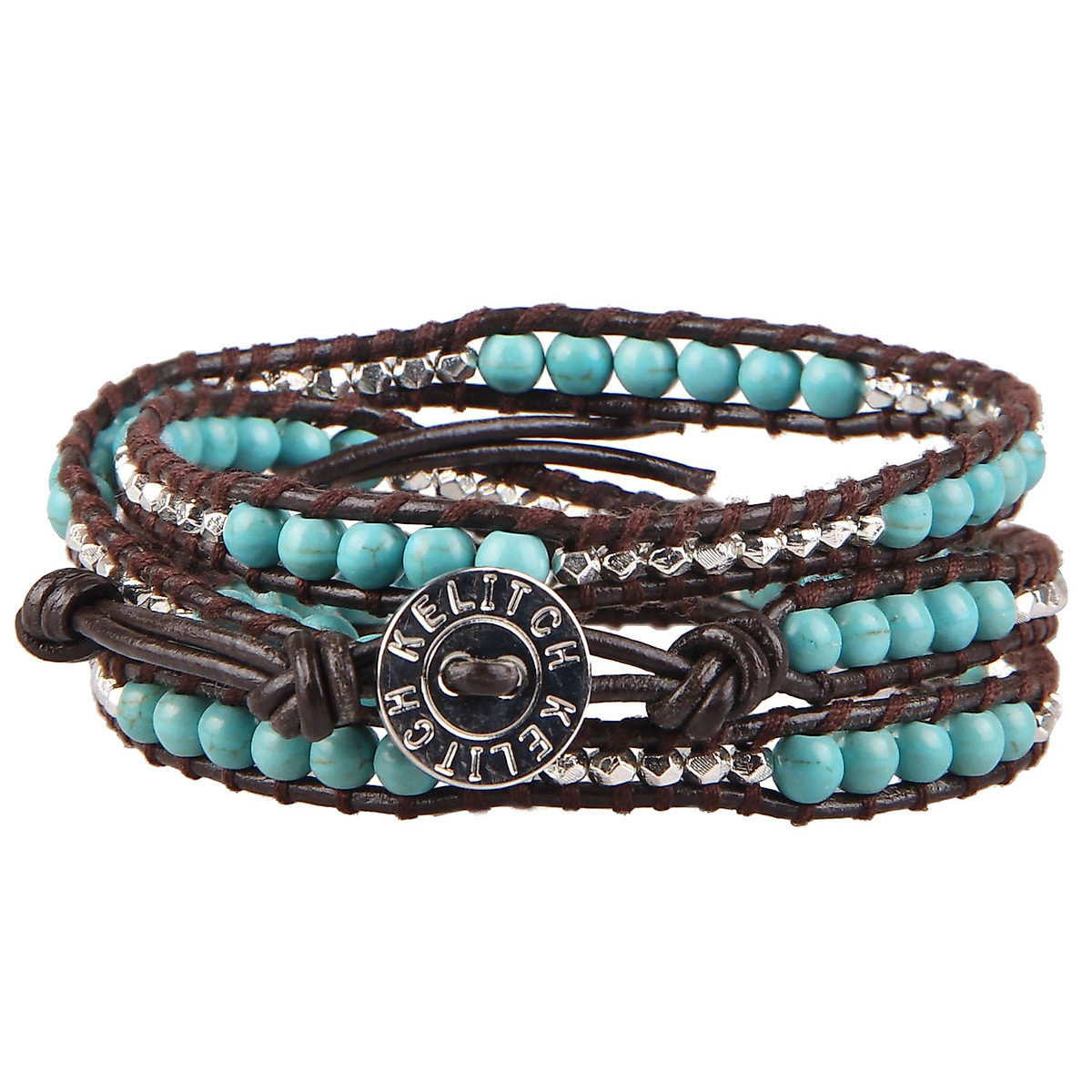 KELITCH New Star Turquoise Bracelets Love Silver Beads 3 Wrap Bracelet Women Shell Pearl Bracelets