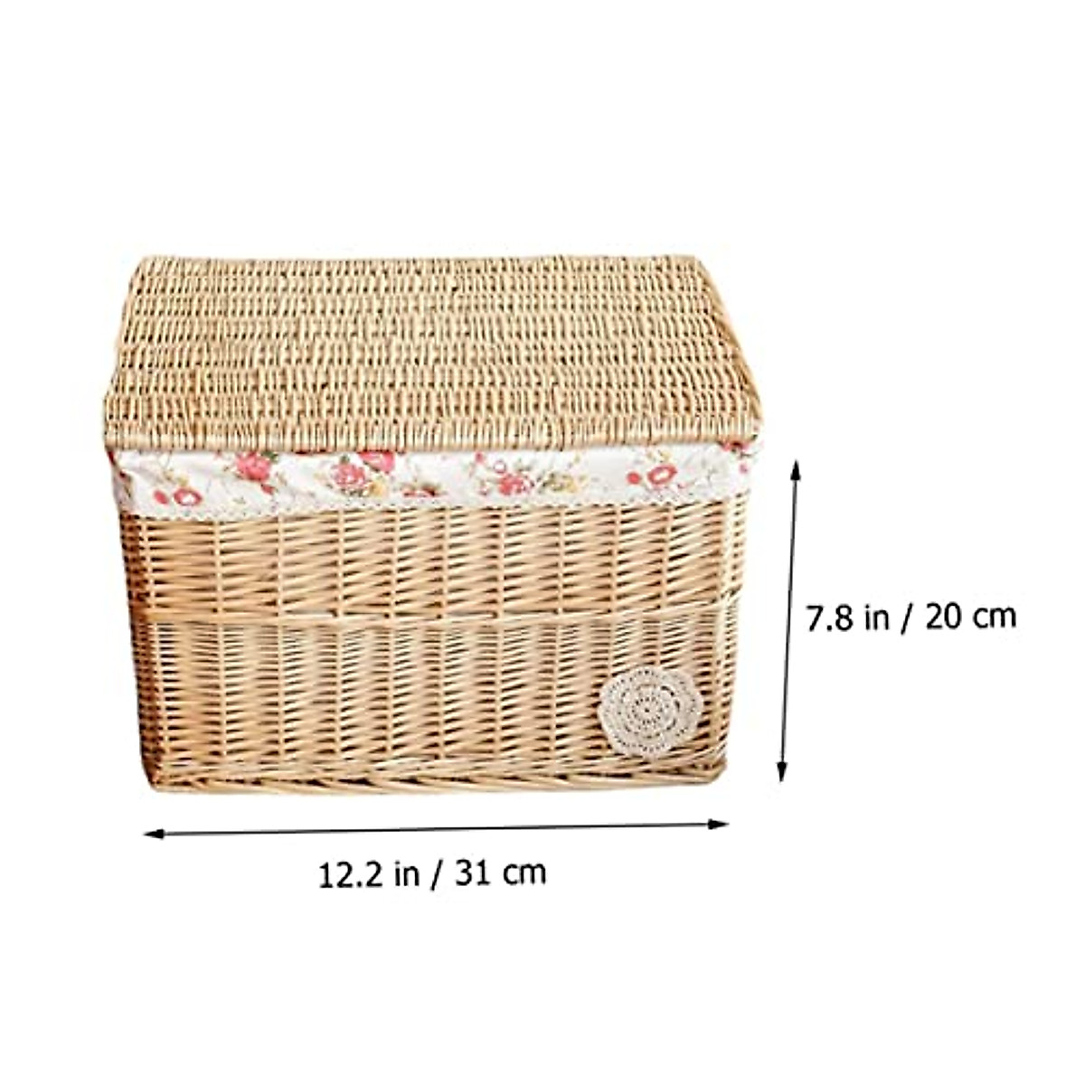 Baluue Box Wicker Storage Basket Home Storage Baskets Seagrass Storage Baskets Woven Hamper with Lid Handwoven Storage Box Handwoven Seagrass Box Rectangular Seagrass Basket Woven Box
