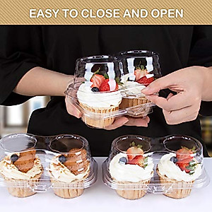 HIMETSUYA 2 Cavity Cupcake Boxes-Stackable Regular Cupcake Carrier Holder, Thicker Clear Cupcake Boxes, Non-slip High Topping Cupcake Containers for Cupcakes, Muffins (50)