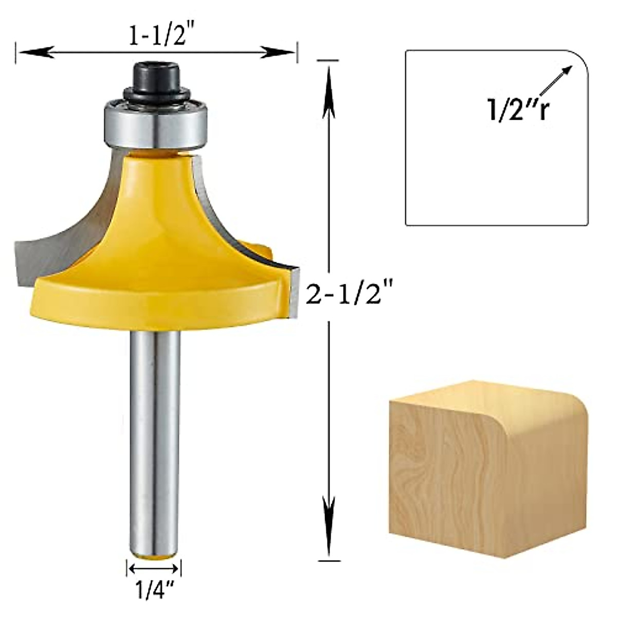 Yueqing Zhongji roundover Router bit 1/4 Shank Router bits 1/4 Shank 1/4-Inch Shank Roundover Edging Router Bit Set，Corner Rounding Edge Forming Bit Set， 1/8", 1/4", 3/8", 1/2" Radius (4 Pack)