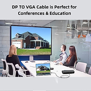 DisplayPort to VGA Cable 6 Ft, 2-Pack Display Port DP to VGA Adapter Cord Male to Male HD Video 1080P for Computer, Monitor, TV, Projector