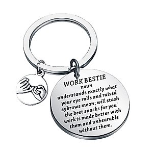 MAOFAED Work Bestie Gift Work Bestie Keychain Coworker Gift Best Friend Gift Work Friend Gift for Her (work bestie noun)