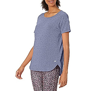 Amazon Essentials Women's Studio Relaxed-Fit Lightweight Crewneck T-Shirt (Available in Plus Size), Blue Heather Nightshadow, Large