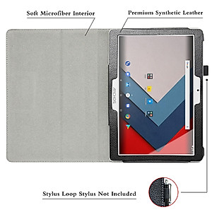 Bige for SKYPAD 10 Case, PU Leather Folio 2-Folding Stand Cover for Sky Devices SKYPAD 10 / Digiland DL1036 10" Tablets, Black