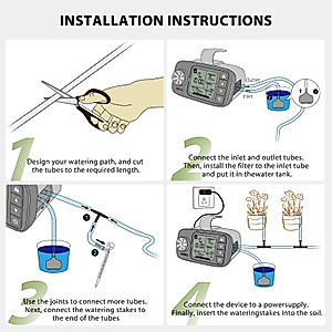 DIAFIELD Automatic Watering System for Potted Plants, Indoor Watering System for Plants, Automatic Drip Irrigation Kit with 30-Day Programmable Water Timer, LCD Display & Power Supply