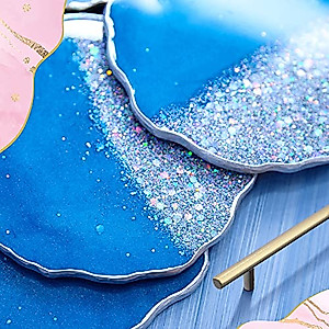 Hoolerry 3 Pack Large Silicone Resin Tray Mold with 6 Gold Handles Silicone Tray Mold Silicone Molds for Epoxy Resin Jewelry Resin Casting Molds for DIY Crafts Making Faux Tray Serving Board Home