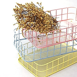 Houchu Desktop Decor Large Nordic Cosmetics Organizer Metal for Office, Home Storage Box Quality Sundries Basket(Pink)