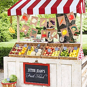 YLooDasy Farmers Market Party Decorations Vegetable Banner Burlap Bunting Garland for Farmers Market Produce Stand or Gardener Theme Farm Party Supplies