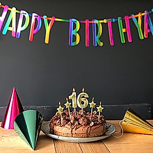 Golden Number 9 Birthday Candles and Star Birthday Candles 2.76 inch Birthday Cake Candles 3D Diamond Shaped Candles are Suitable for Birthday Parties and Anniversary Cake Decorations Candles(Gold 9)