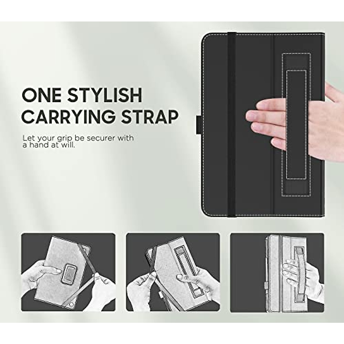 MoKo Case Fits Amazon Kindle Fire HD 8 & 8 Plus Tablet (12th Generation/10th Generation, 2024/2022/2020 Release) 8", Slim Folding Stand Cover with Auto Wake/Sleep, Black