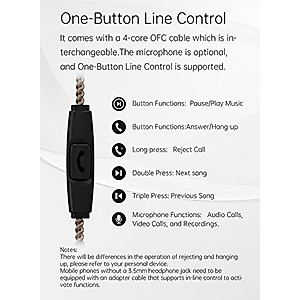 KBEAR Rosefinch Wired Headphone,5μm Silicon Composite Biological Diaphragm DD Stereo Earphone,KINBOOFI Musician HiFi IEM in Ear Headphones with 2 pin Cable for Musician Church (Black, No Microphone)…