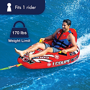 WOW Sports – Coupe Cockpit Towable Tube for Boating – 1 Person 170 lbs Capacity – Inflatable Boat Tube for Water Sports – Youth & Adults