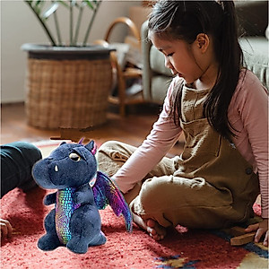 YUKOUQIAN Dragon Stuffed Animal Cute Dragon Plush Doll Toy 10 inch for Girls Boys Christmas (Dragon Black 25cm)