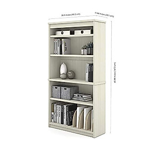 Bestar Logan U-Shaped Desk with Hutch, Lateral File Cabinet, and Bookcase, 66W, White Chocolate