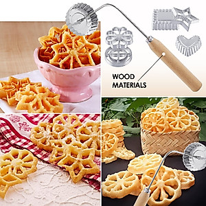 7 Pieces Rosettes Timbale Set, Rosette Iron Set with Handle, Lotus Flower Bunuelos Cookie Maker Mold, Funnel Cake Maker Kit…