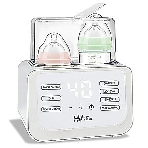 Baby Bottle Warmer, 8-in-1 Fast Milk Warmer for Breastmilk or Formula with Timer, 24H Constant Warming, with Defrost, Heat Baby Food Jars, Sterili-zing Function, Accurate Temp Control, Fits 2 Bottles