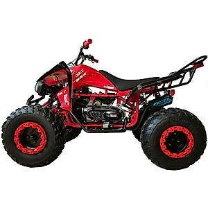 HHH 200cc Sports Quad ATV with LED Headlights Automatic Transmission with Reverse, Big 23"/22" Tires! (Red, Factory Package)