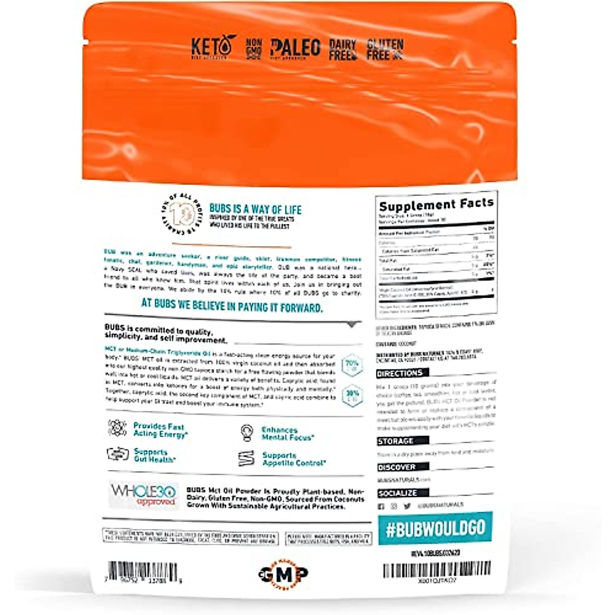 BUBS Naturals Mix Wand - MCT Oil Powder, Handheld Milk Frother - Lattes, Coffee, Cappuccino, Frappes, Hot Chocolate Blender - Portable