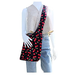 SAE99 Cotton Cross body Shoulder Sling Handmade Bag (Black Cherry)