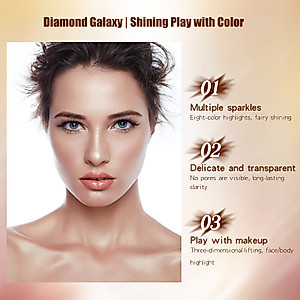 Beteligir 8 Color Highlighter Powder Palette, Facial Bronzers Illuminator Palette Highlighter, Long Lasting Brilliant Lighten Skin Color Face Make Up Palette Set (01)