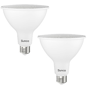 Sunco 2 Pack 1800 Lumens Outdoor LED Flood Light Waterproof PAR38 LED Bulb, Dimmable, 15W=150W, 5000K Daylight, E26 Base, UL Listed