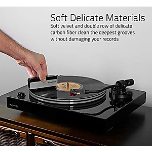 Fluance Vinyl Record & Stylus Cleaning Kit with 2-in-1 Anti-Static Carbon Fiber & Soft Velvet LP Brush and Stylus Brush (VB52)