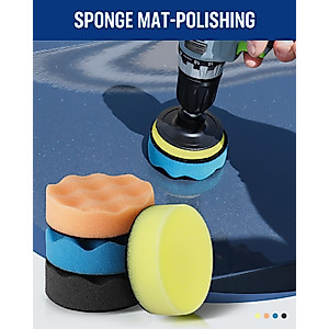 WORKPRO 3 Inch Drill Buffing Pad Kit - 11 Pcs Car Foam Polishing Pads Set, Drill Buffer Polisher Attachment Buffing Kit for Car Polishing, Waxing, Sealing Glaze