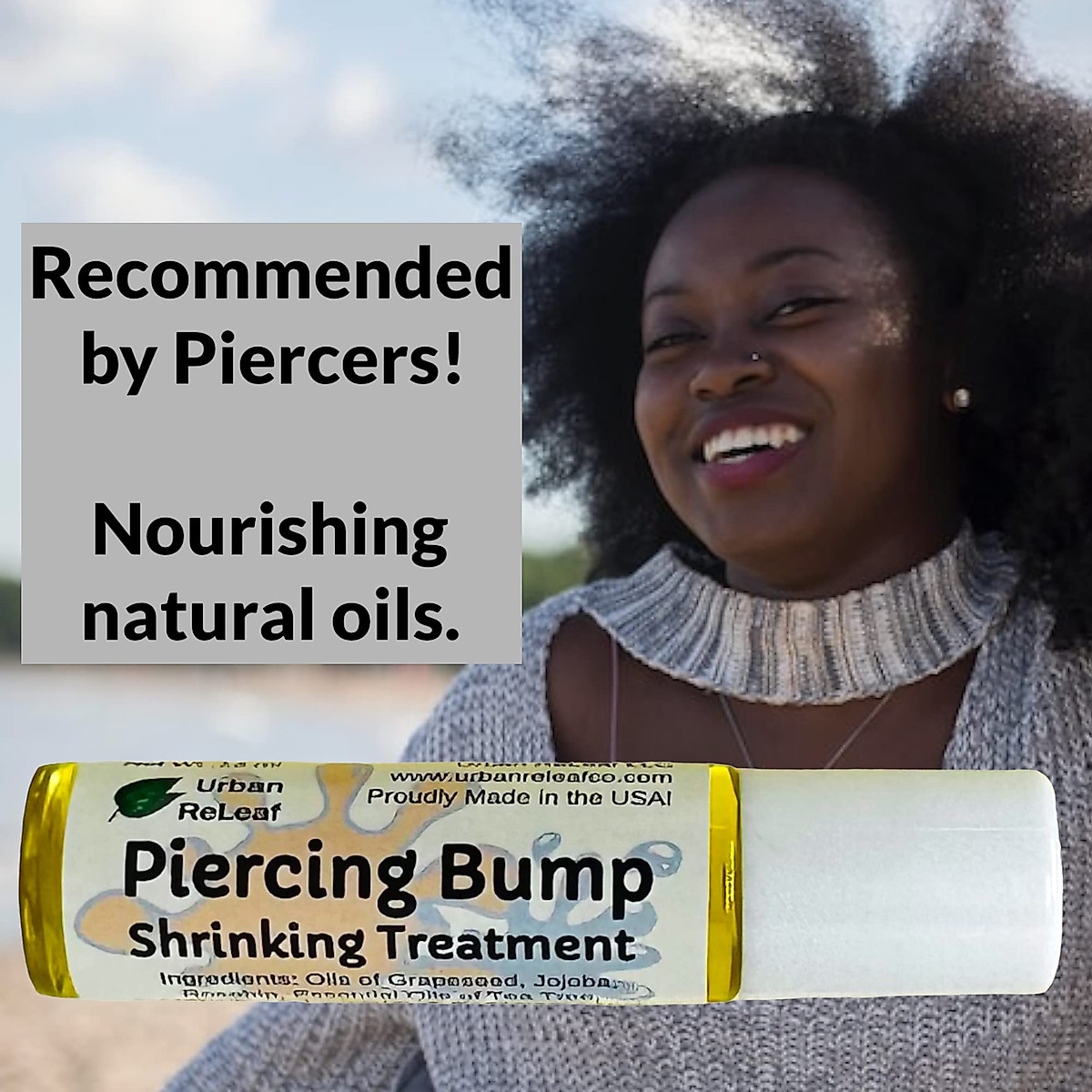 Urban ReLeaf Piercing Bump Shrinking Treatment ! Gentle, Effective Aftercare. Easy Roller-Ball Applicator. 100% Natural with Essential Oils. Help Scars, Nodules, Cartilage, Nose, Ear Spots
