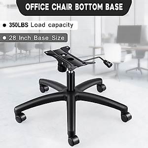 Topdeep 28" Swivel Chair Base Replacement, Office Chair Base, 350 Pounds Heavy Duty Gaming Chair Replacement Base with Bottom Plate Stand Cylinder and Casters