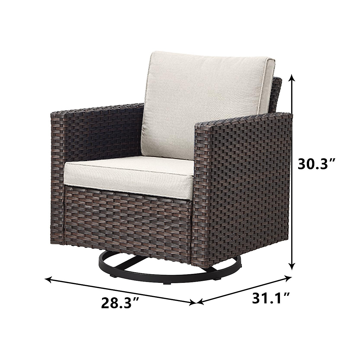 Rilyson Patio Chairs Rocking Swivel Chair - Single Outdoor Patio Rattan Wicker Rocker Chair with High Back and Deep Seating for Outdoor Outside Deck Porch Garden(Brown/Beige/1PC)