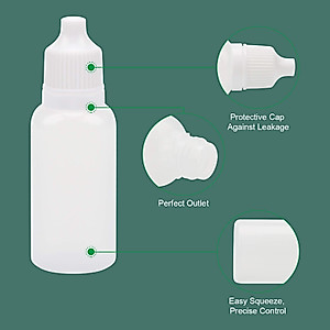 AHIER 50PCS Plastic Dropper Bottle, Eye Dropper Bottle, 15ML Empty Plastic Squeezable Eye Dropper bottle LDPE with Childproof Cap