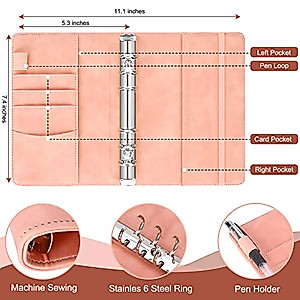 LINTRU Budget Binder with Zipper Envelopes, Money Organizer for Cash, A6 Binder with 10pcs Cash Envelopes for Budgeting, 12pcs Budget Sheets and 36pcs Stickers for Savings Binder (Pink)