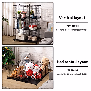 PARANTA Wire Cube Storage Organizer, 6 Cube Bookshelf, Stackable Storage Bins, Closet Organizer and Storgae, Multi-use DIY Standing Shelf Units for Book,Toys,Clothes,Tools