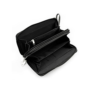 Sugar Skull Wallet PU Leather Western Wristlet Wallet (Black Sugar Skull)