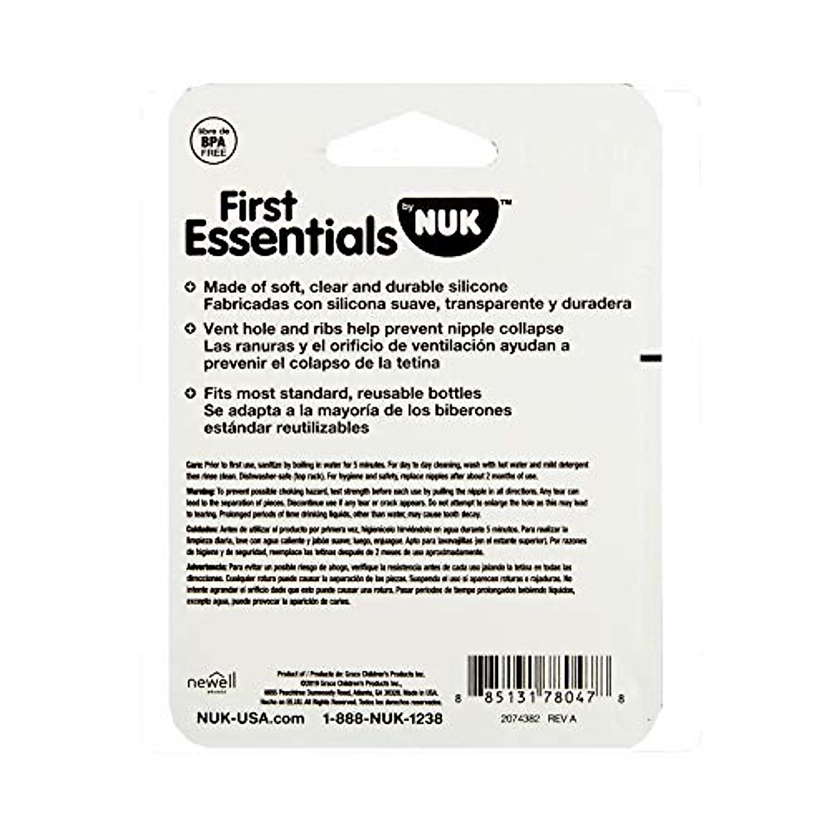 Gerber First Essential Silicone Nipples, Fast Flow, 6 Count (Pack of 1)