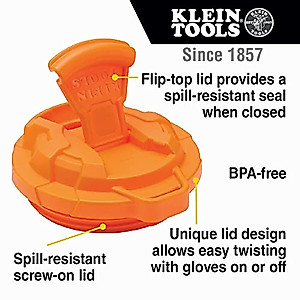 Klein Tools 55580 Stainless Steel Tumbler with Flip-top Lid, Insulated 20 oz. Tradesman's Double Wall Vacuum Mug, Slip-resistant Sleeve