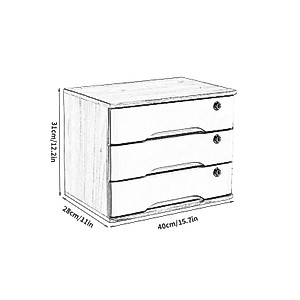 Desktop Storage Box - Desktop File Cabinet Organizers, Flat File Cabinet Storage With Lock, Solid Wood Desktop Drawer Cabinet, 1/2/3/4 Tier File Cabinet/Desktop Storage Cabinet/Data Cabinet ( Size : 3