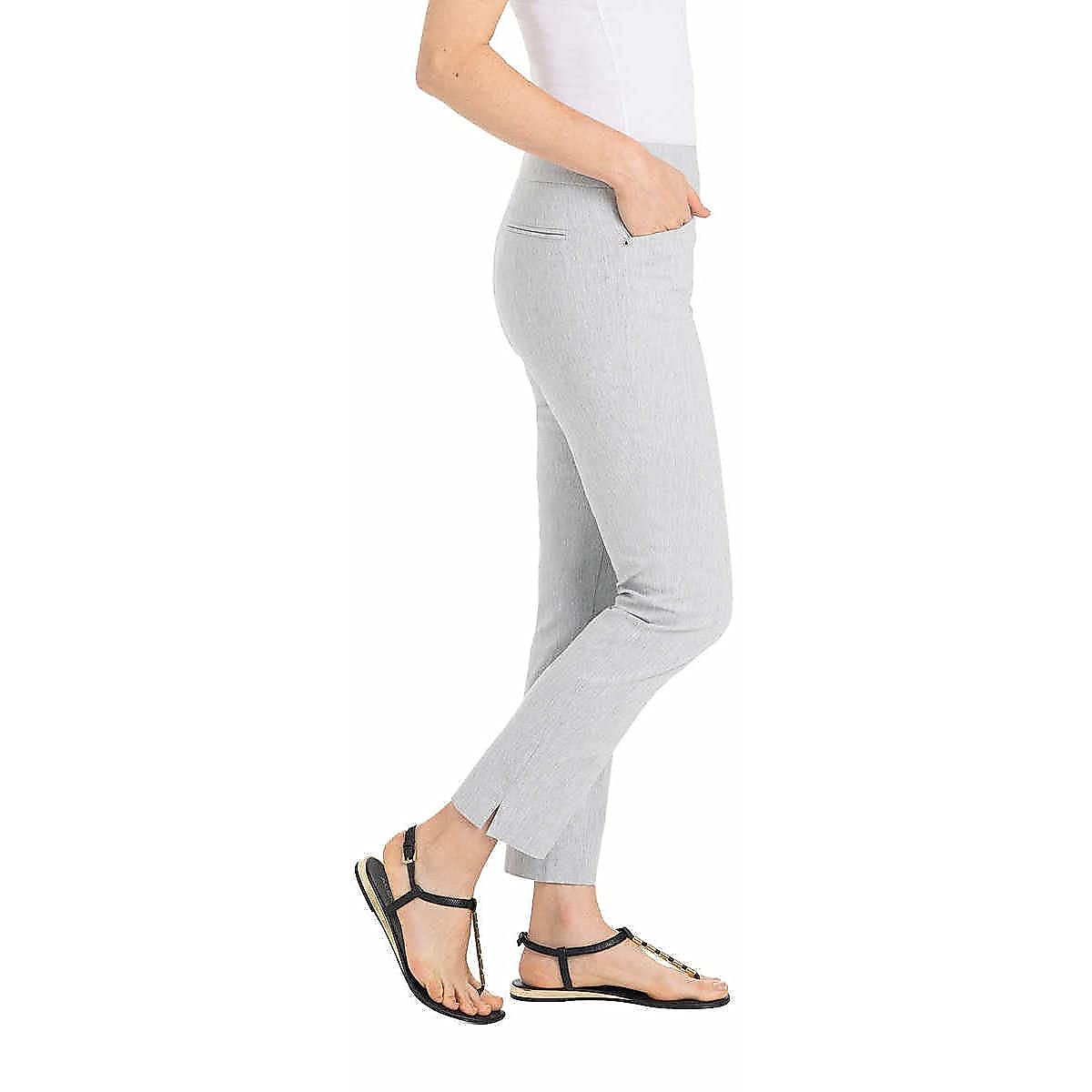 Hilary Radley Womens Pull On Ankle Pant (Heather Light Gray, X-Large)