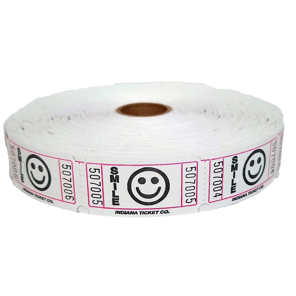 INDIANA TICKET CO. 2,000 White Smile Tickets, Single Roll – 8 Color Selection – Classroom Rewards, Events, Fundraisers, Door Entry, Raffles, Prizes, Drink/Food Tickets, Party Supplies & More.