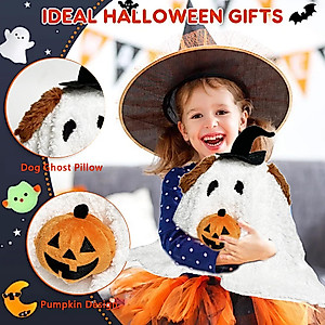 Rdogeia Ghost with Pumpkin Pillow,Dog Ghost Holding Pumpkin Plush,Cute Halloween Toys Halloween Stuffed Animal,Halloween Party Favors,Halloween Treat Bag Stuffers Gifts Kids Boys Girls