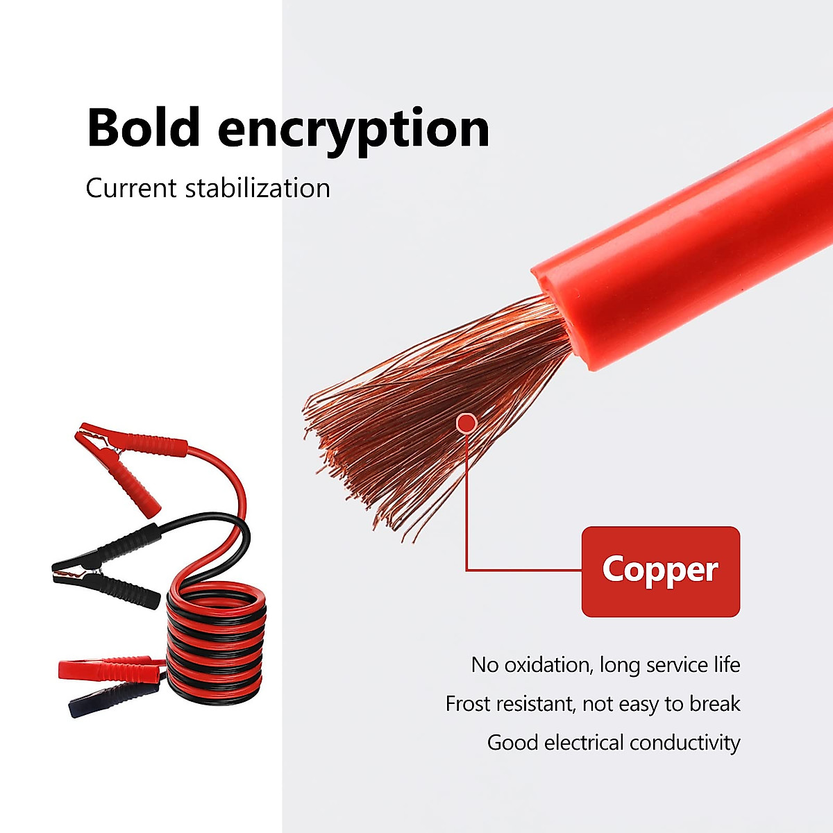 Dewkou 1 PC Jumper Cables for Car Battery 13.1 Feet Jumper Cables, Heavy Duty Automotive Booster Cables for Jump Starting Dead or Weak Batteries with Professional Clamps and Carrying Bag (Black)