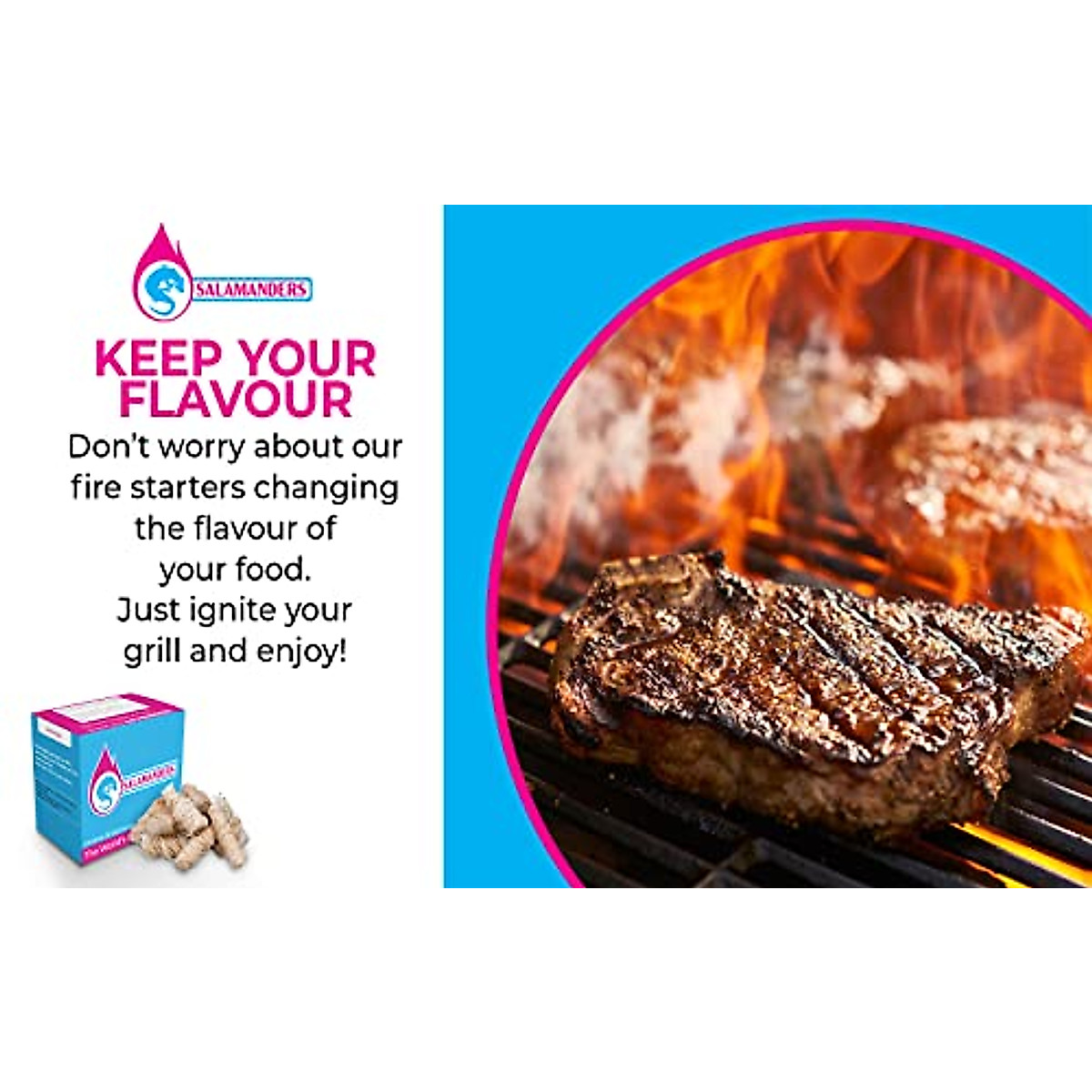 Salamanders Fire Starters 32 pcs | Natural Firestarter's for BBQ, Campfires, Fireplace, Charcoal, Wood Stove, Fire Pit, Pizza Oven and Smokers | All Weather, Non-Toxic | Indoor/Outdoor Use