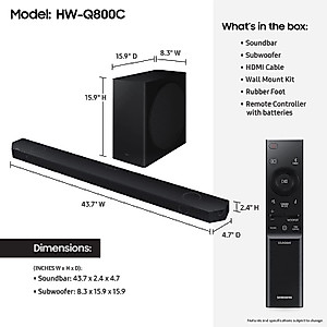 SAMSUNG HW-Q800C 5.1.2 ch Soundbar with Wireless Dolby Audio, Q-Symphony, SpaceFit Sound Pro, Adaptive Sound, Game Mode Pro, Airplay 2, AVA, 8-Inch Subwoofer, Alexa Built-in Model Renewed