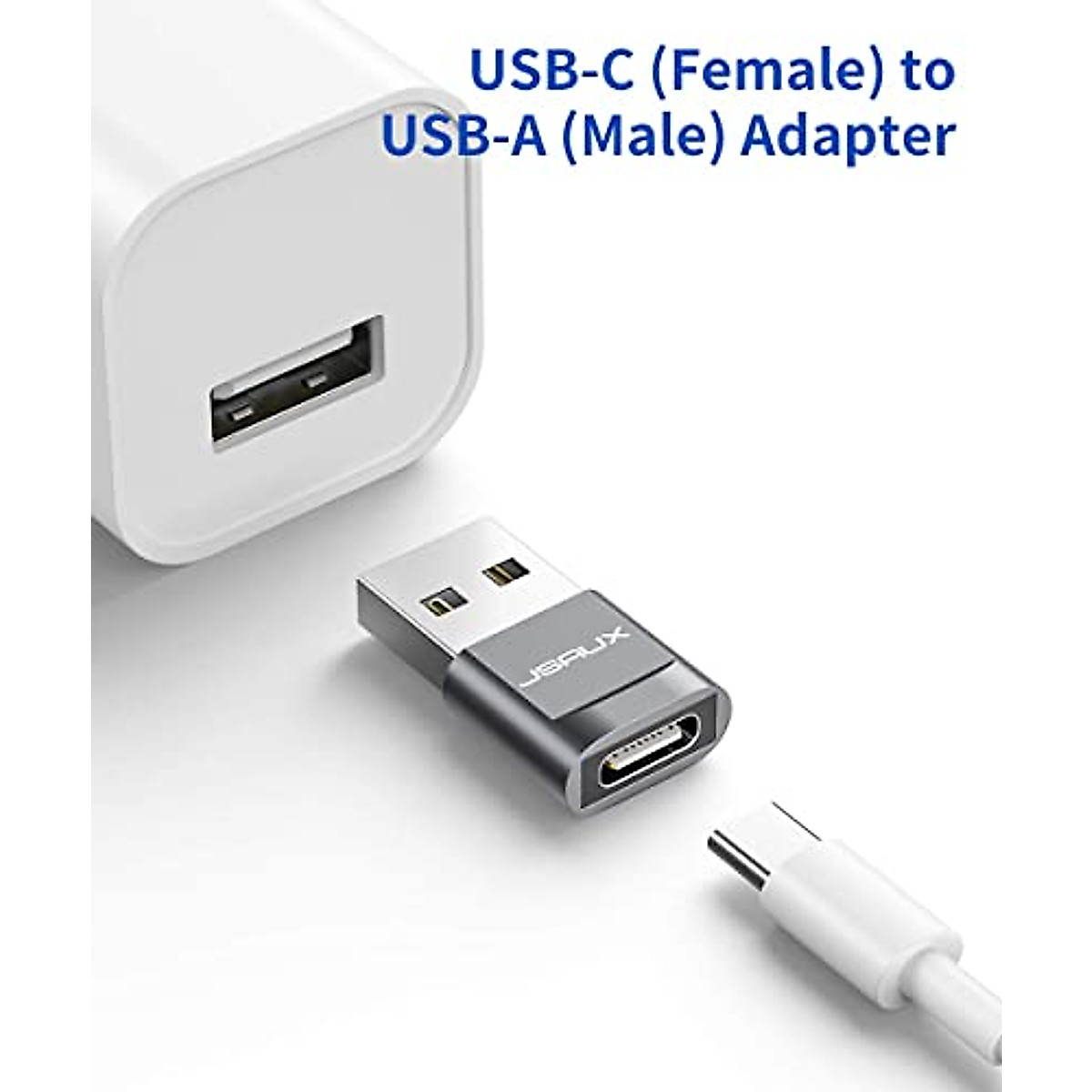 JSAUX USB-C Female to USB-A Male Adapter 4-Pack, Type C to USB Charger Cable Adapter Compatible with iPhone 14/13/12 Mini/Pro/Pro Max, Samsung Galaxy Note 10/20, S20/S21, Apple Watch Series 7 -Grey
