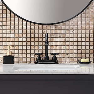 UFaucet 4 Inch Centerset Matte Black Bathroom Faucet, 2 Cross Handle 3 Hole RV Camper Bathroom Sink Faucet, 360° Swivel Spout Stainless Steel Lavatory Basin Bath Vanity Without Accessories Only Faucet