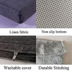 Piano Bench Cushions with Ties Non Slip Memory Foam for Indoor Shoe Storage, Window Seat, Patio Seating, Dining Room Sette Bench pad 30x14 inch, Grey