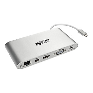 Tripp Lite USB 3.1 Gen 1 USB-C Docking Station w/ USB-A, HDMI, VGA, mDP, Gigabit Ethernet, Mem Card, 3.5mm & USB-C PD Charging, USB C, USB Type C, USB Type-C (U442-DOCK1)