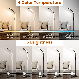 LED Floor Lamp, Laster Reading Standing Lamps with Remote and Touch Control for Living Room, Bedroom, Office with 4 Color Temperature & 4 Brightness Levels, 1H Timer & Memory Function