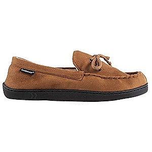 isotoner Men's Slippers, Microsuede Moccasin Indoor/Outdoor House Shoes with Cooling Memory Foam and Skid Resistance