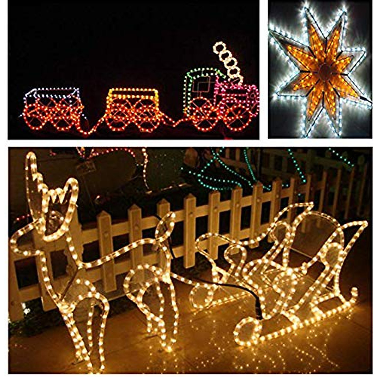 DINGFU Upgraded 100ft 720 LED Rope Lights, Indoor Outdoor Waterproof Rope Lights, Warm White Rope Light for Background,Yard,Garden,Bridges Decoration